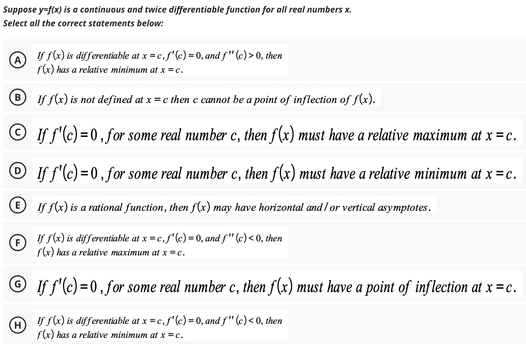 Solved Suppose y=f(x) is a continuous and twice | Chegg.com