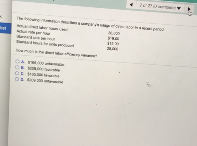 Solved 7 of 27 (0 complete) The following information | Chegg.com