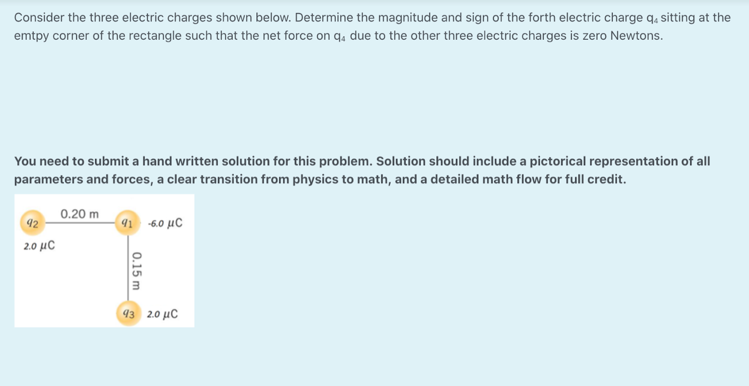 Solved Consider the three electric charges shown below. | Chegg.com