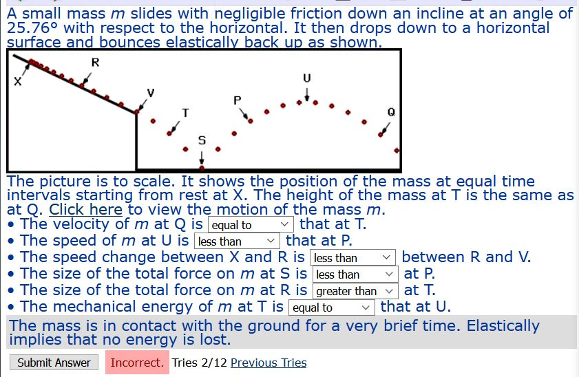 Solved A small mass m slides with negligible friction down | Chegg.com
