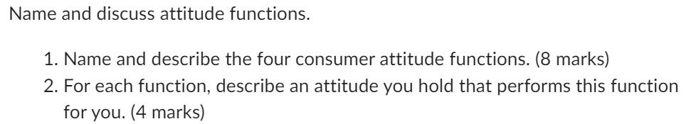 Solved Name and discuss attitude functions. 1. Name and | Chegg.com