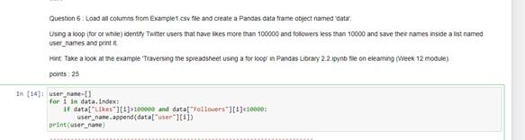 Solved Question Load all columns from Examplet csv file and | Chegg.com