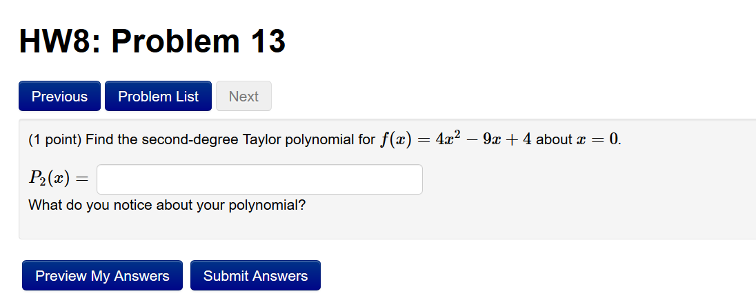 Solved HW8: Problem 13 Previous Problem List Next (1 point) | Chegg.com