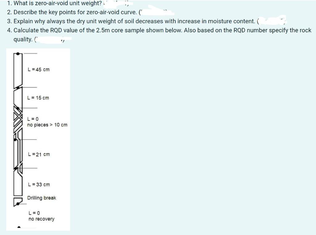 Solved 1. What is zero-air-void unit weight? 2. Describe the | Chegg.com