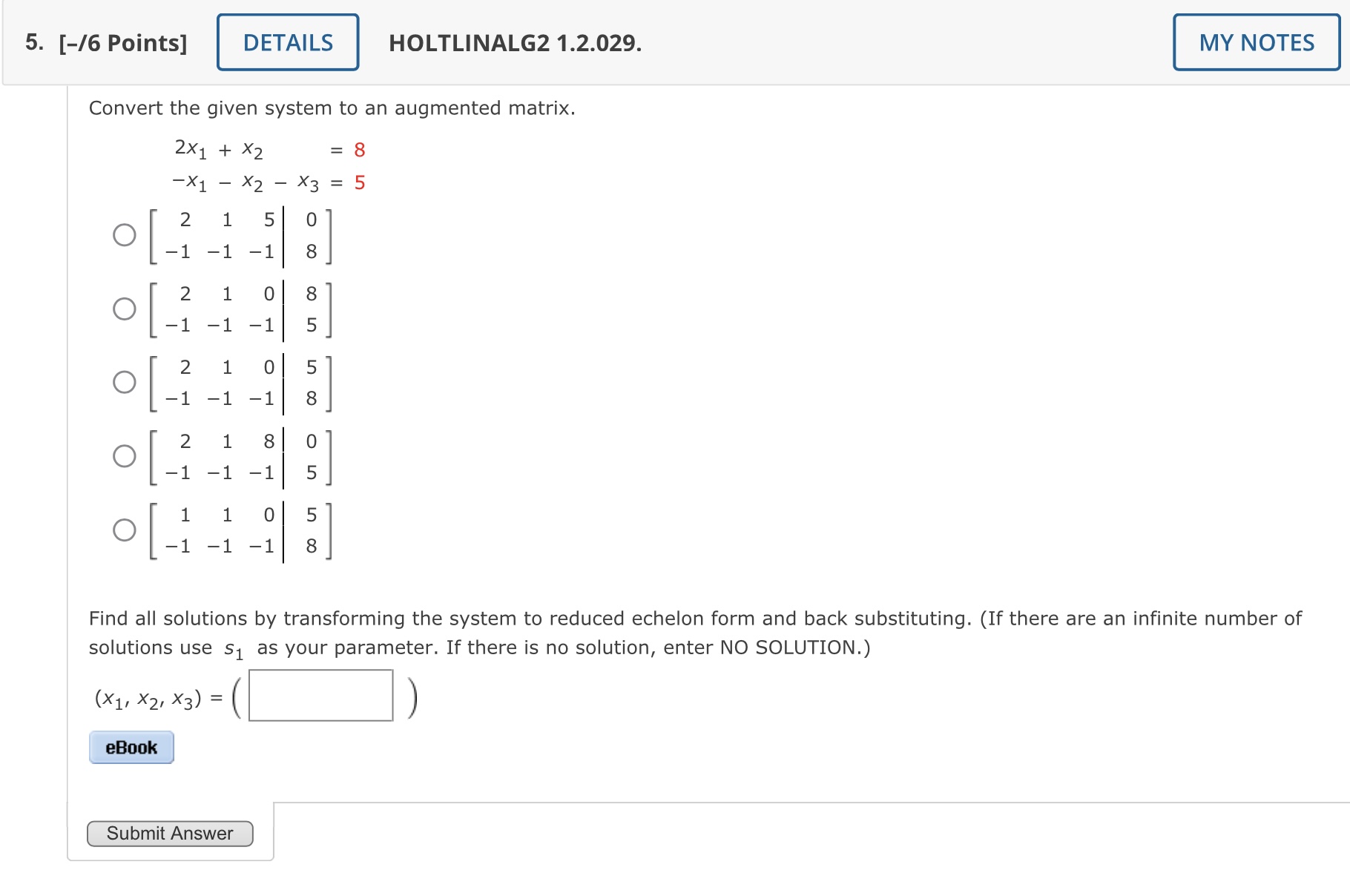 Solved Convert the given system to an augmented matrix. | Chegg.com