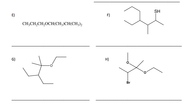 Solved UM CH,CH(CH3)2 1) CI LIO SH SH L) K) : SH SH E) F) | Chegg.com