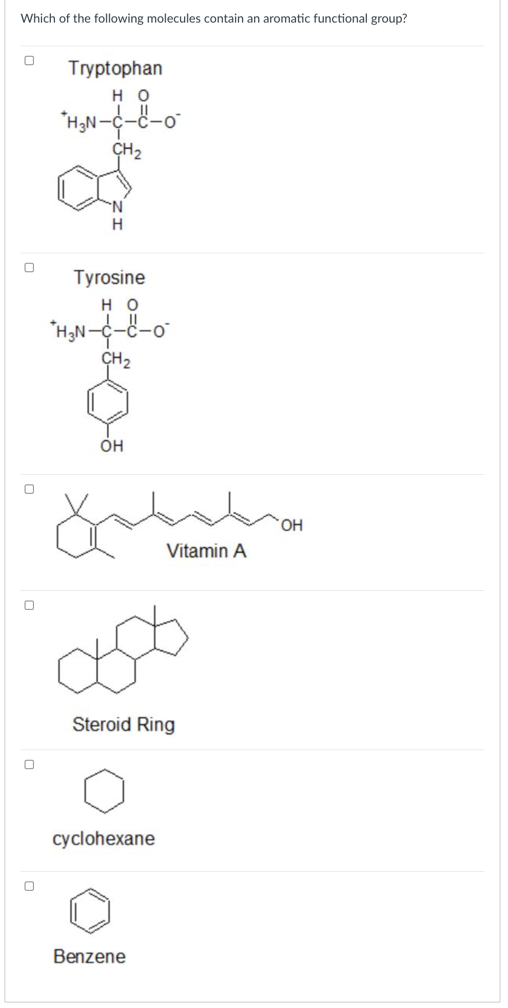 Solved Which of the following molecules contain an aromatic | Chegg.com