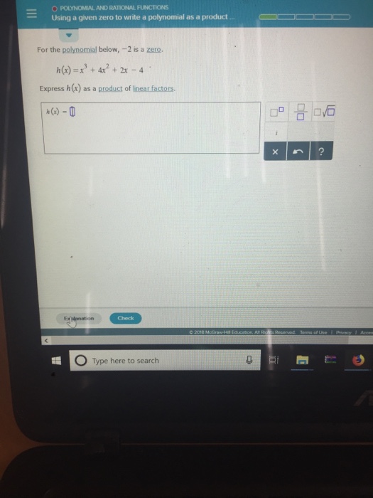 Solved Using a given zero to write a polynomial as a product | Chegg.com