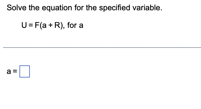 Solved Solve the equation for the specified variable. | Chegg.com