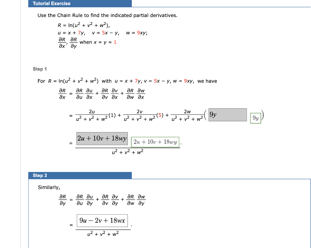 Solved Tutorial Exercise Use the Chain Rule to find the | Chegg.com