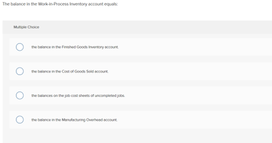Solved The balance in the Work in Process Inventory account | Chegg.com