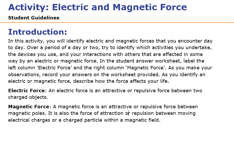 Solved Activity: Electric and Magnetic Force Student | Chegg.com