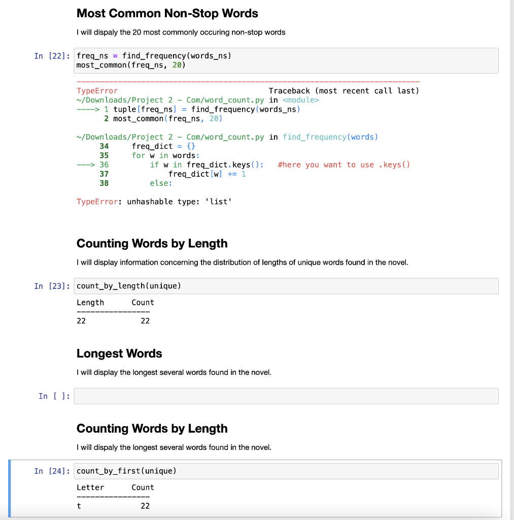 Solved Most Common Non-Stop Words Create a markdown cell | Chegg.com