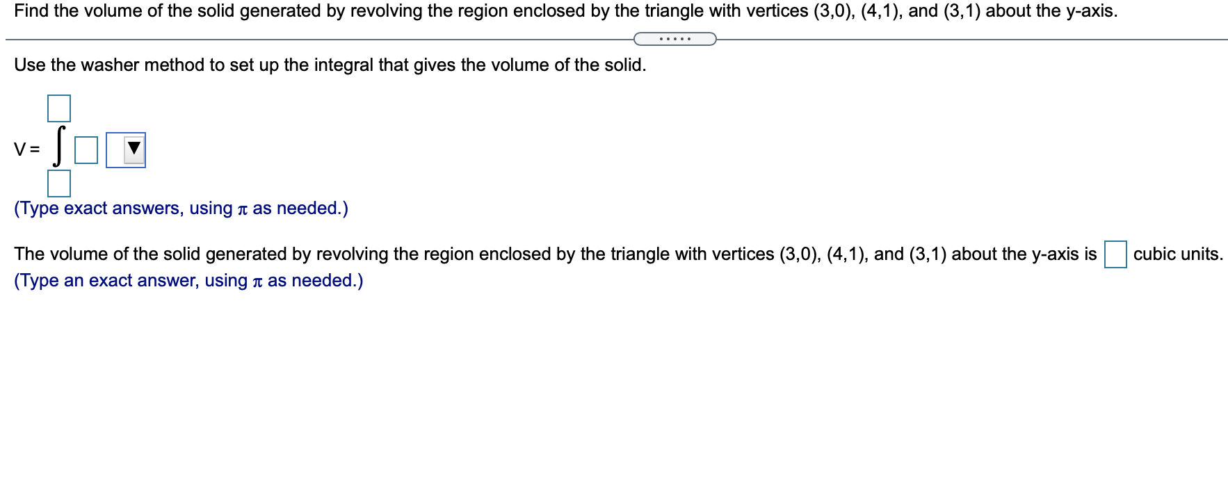 Solved Find the volume of the solid generated by revolving | Chegg.com