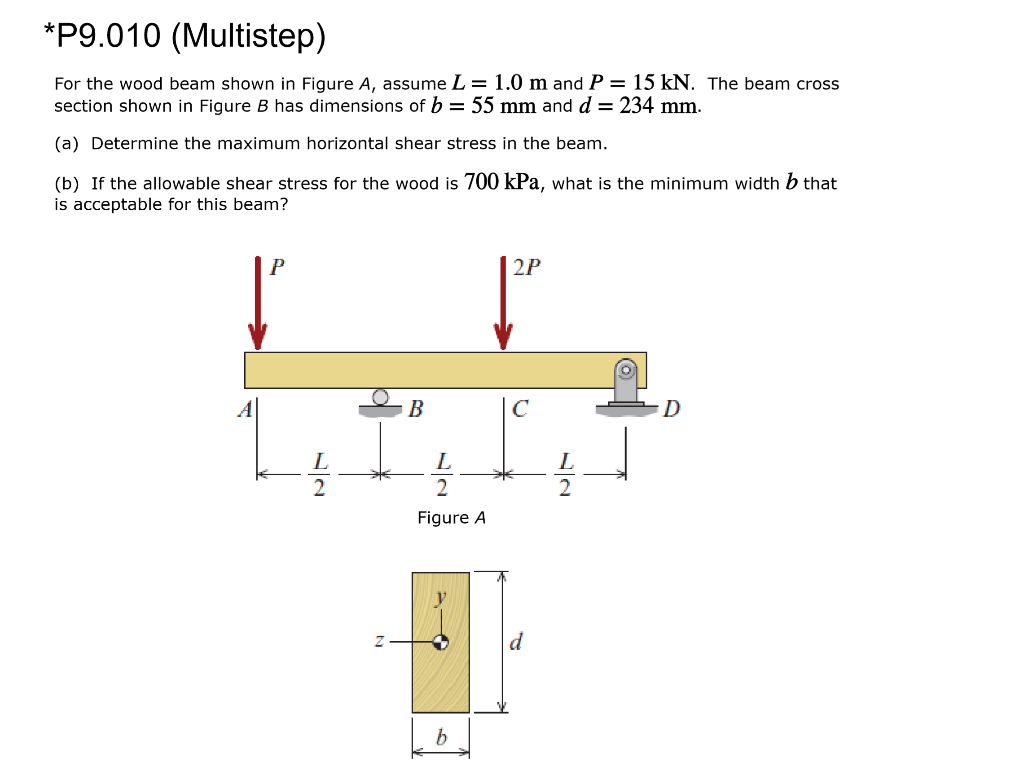 Solved *P9.010 (Multistep) For the wood beam shown in Figure | Chegg.com