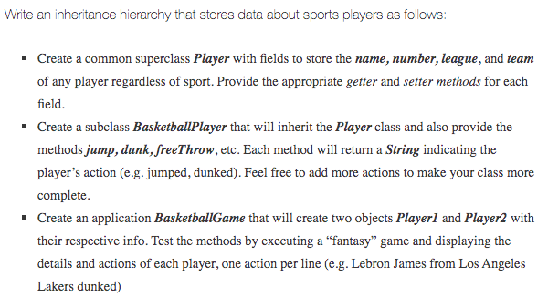 Solved Write an inheritance hierarchy that stores data about | Chegg.com