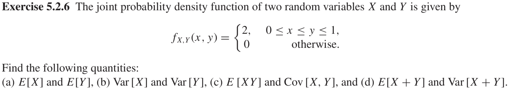 Solved Exercise 5.2.6 The joint probability density function | Chegg.com
