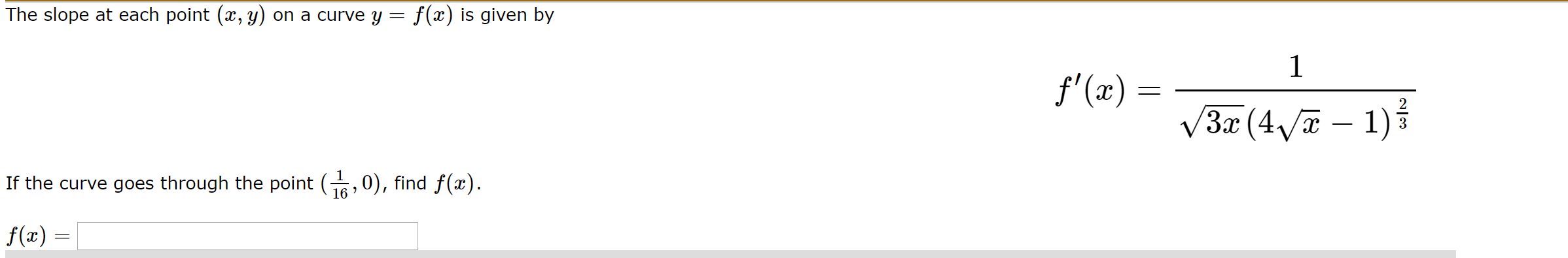Solved The slope at each point (x, y) on a curve y = f(x) is | Chegg.com