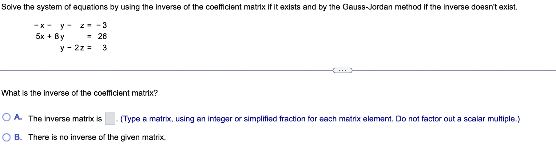 Solved Solve the system of equations by using the inverse of | Chegg.com