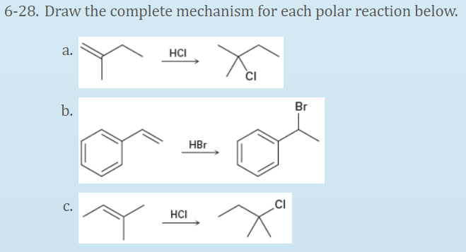 Solved 6-28. Draw the complete mechanism for each polar | Chegg.com