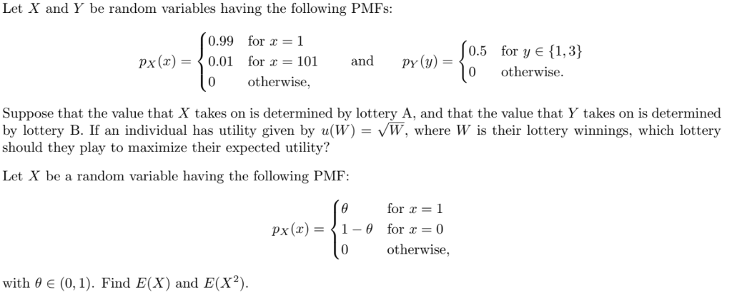 Solved two Questions about PMF... I hope to get an answer | Chegg.com