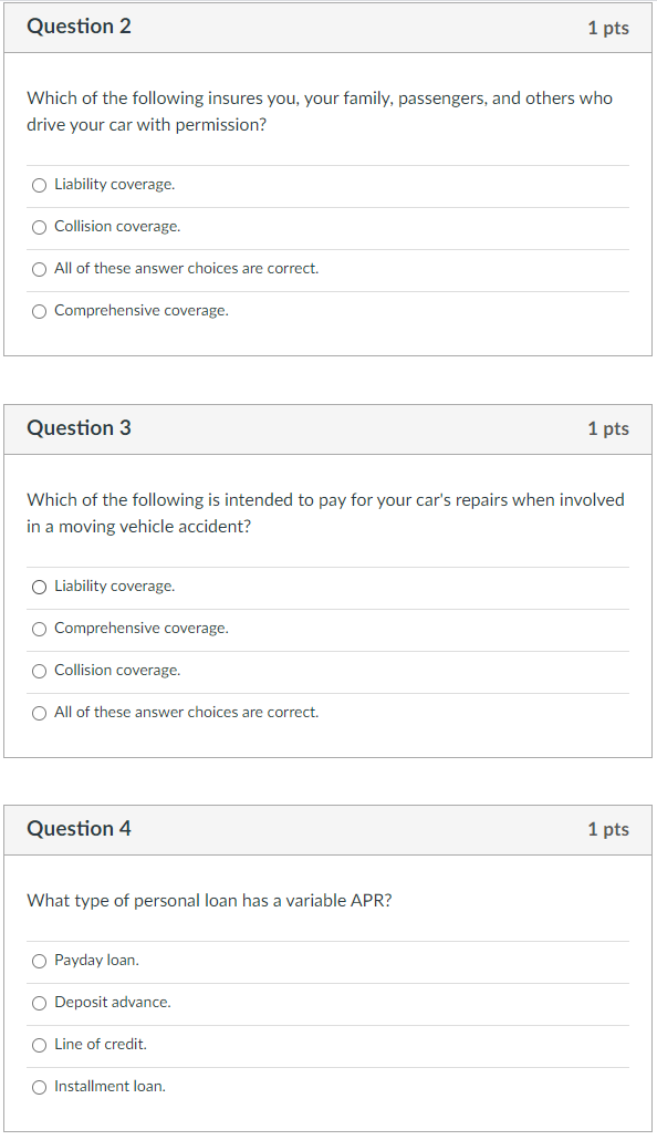 Solved Question 2 1 pts Which of the following insures you, | Chegg.com