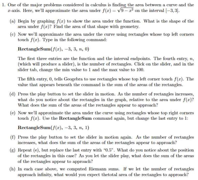 Solved 1. ﻿One of the major problems considered in calculus | Chegg.com