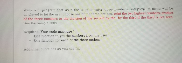 Solved COP 3223- hw5 Write a C program that asks the user to | Chegg.com
