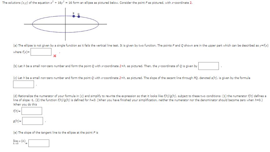 Solved solutions (x,y) of the equation x2+16y2=16 form an | Chegg.com