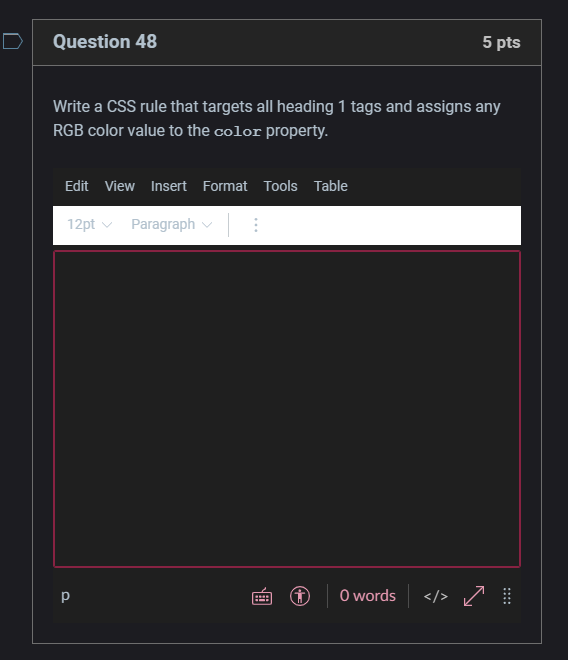 Write a CSS rule that targets all heading 1 tags and | Chegg.com