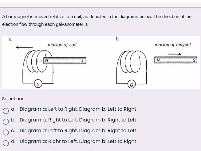 Solved A bar magnet is moved relative to a coil, as depicted | Chegg.com