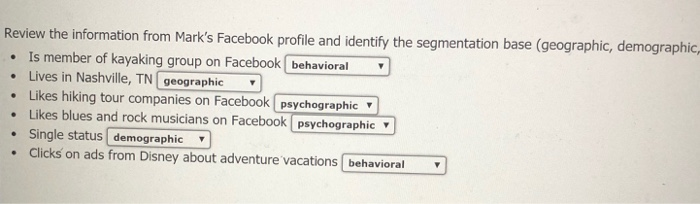 Solved Identify the segmentation base for each activity | Chegg.com