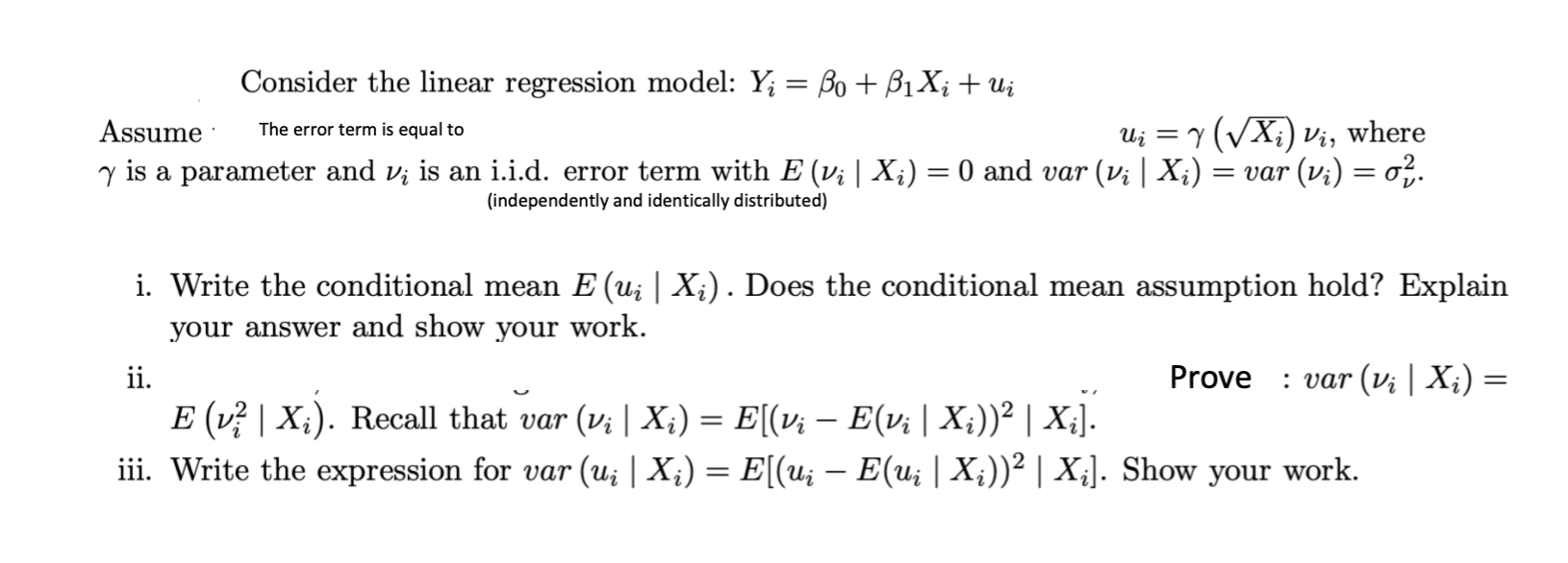Solved Consider the linear regression model: Yi=β0+β1Xi+ui | Chegg.com