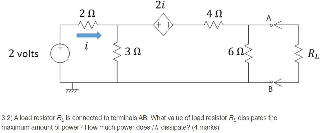 Solved A load resistor RL is connected to terminals AB. What | Chegg.com
