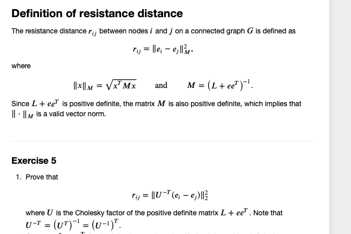 Solved Definition of resistance distance The resistance | Chegg.com