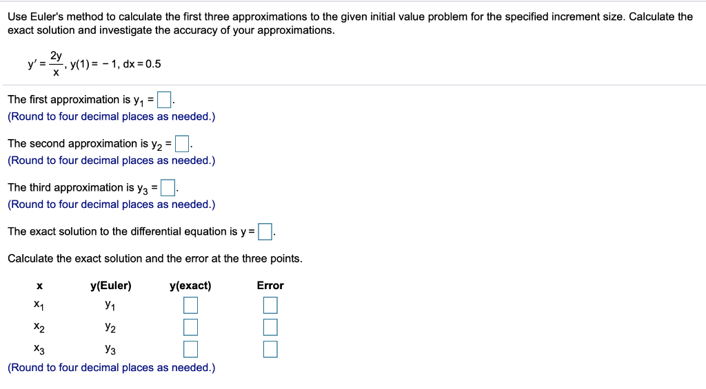Solved Use Euler's method to calculate the first three | Chegg.com