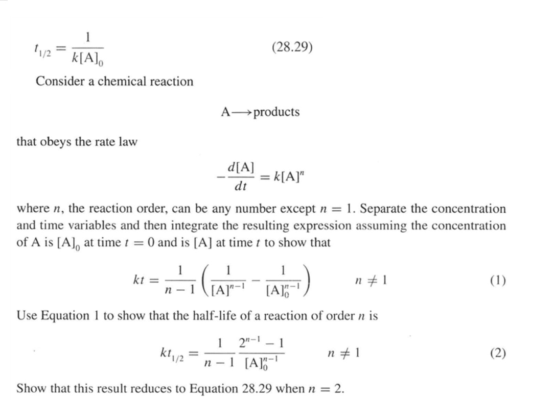 Solved 1 (28.29) 11/2 k[A], Consider a chemical reaction | Chegg.com