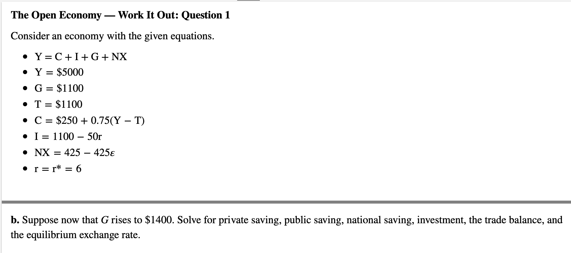 Solved The Open Economy Work It Out: Question 1 Consider an | Chegg.com