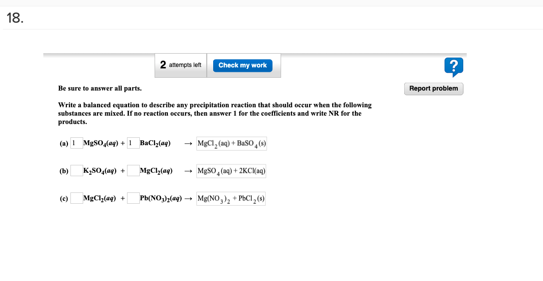 Solved 18. 2 attempts left Check my work Be sure to answer | Chegg.com