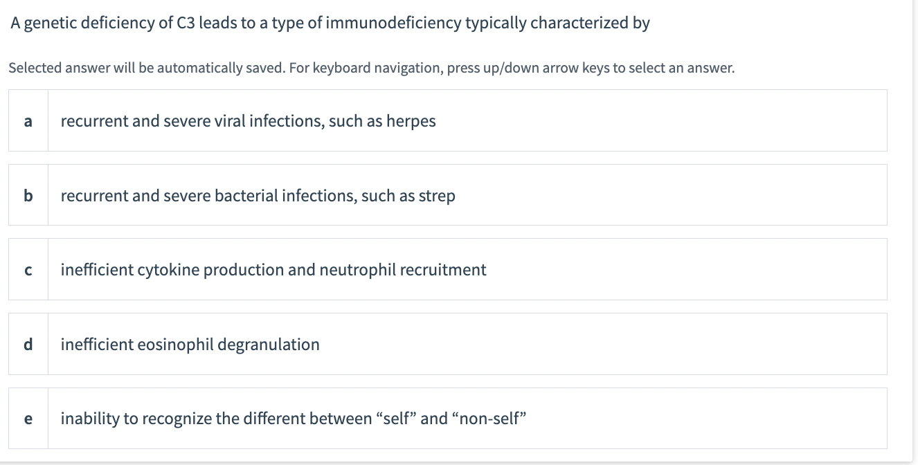 Solved A genetic deficiency of C3 leads to a type of | Chegg.com