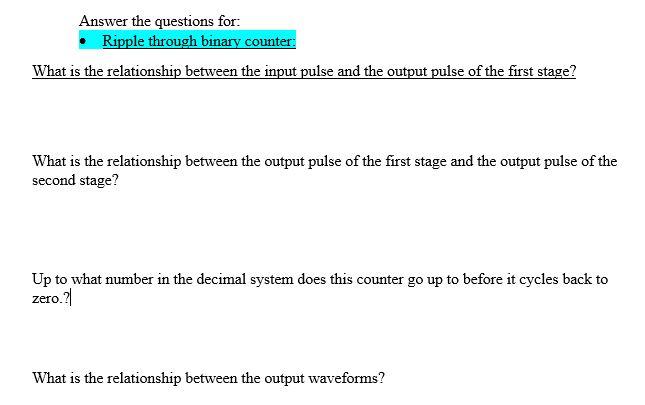 Solved Answer the questions for: Ripple through binary | Chegg.com