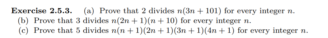 Solved Exercise 2.5.3. (a) Prove that divides n(3n + 101) | Chegg.com