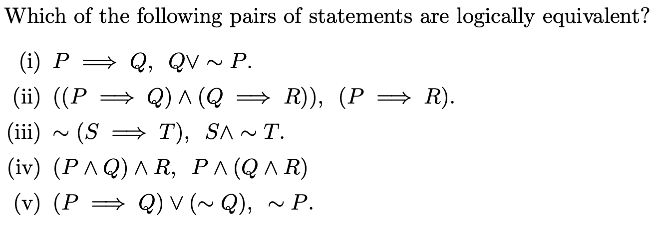Solved Which of the following pairs of statements are | Chegg.com