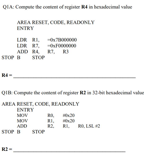 QIA: Compute the content of register R4 in | Chegg.com