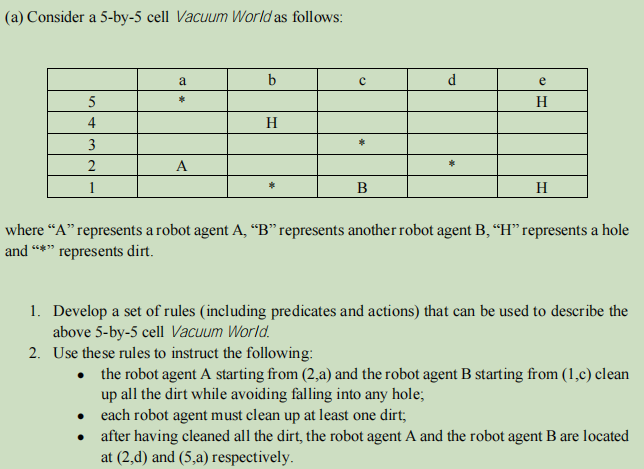 Solved (a) Consider a 5-by-5 cell Vacuum World as follows: a | Chegg.com