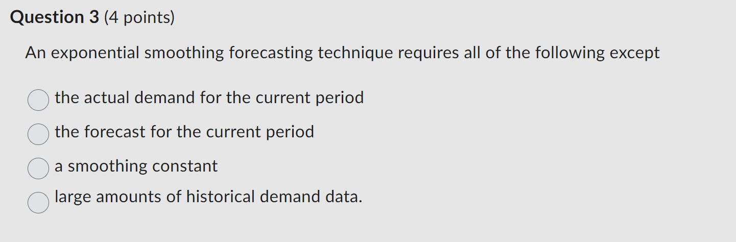 Solved An exponential smoothing forecasting technique | Chegg.com