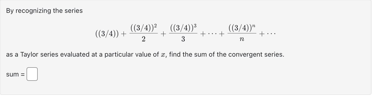 Solved By recognizing the series | Chegg.com
