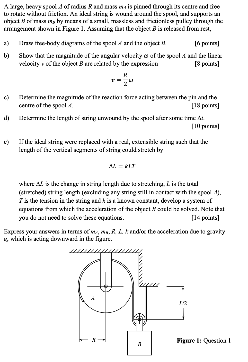 A large, heavy spool A of radius R and mass ma is | Chegg.com