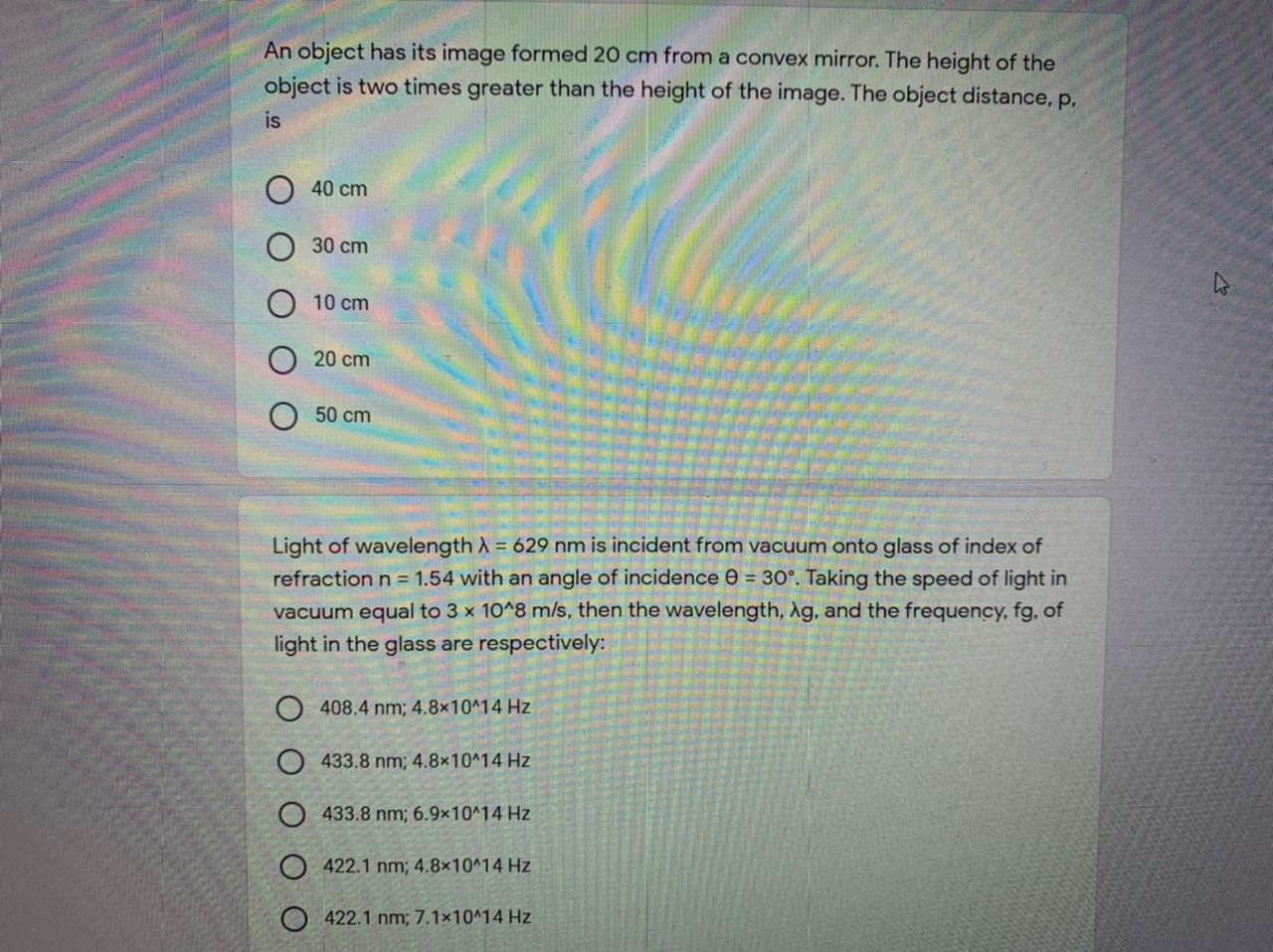 Solved An object has its image formed 20 cm from a convex | Chegg.com