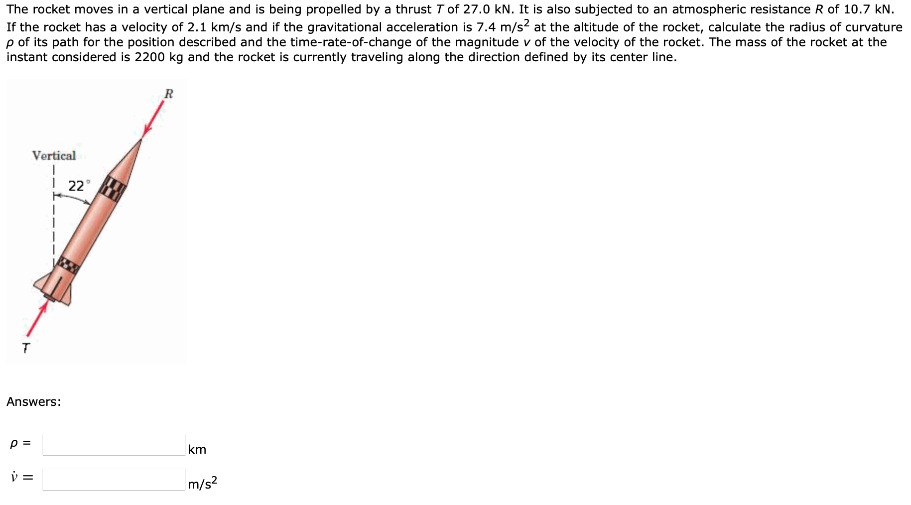 Solved The rocket moves in a vertical plane and is being | Chegg.com